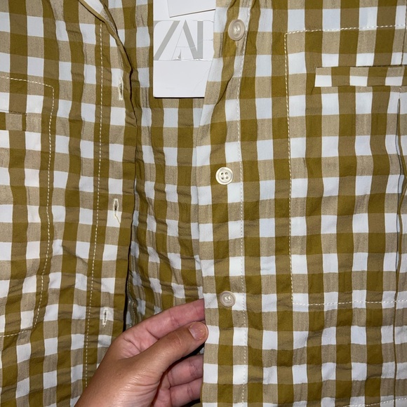 Zara | Tops | Zara Crop Flannel Shacket | Poshmark